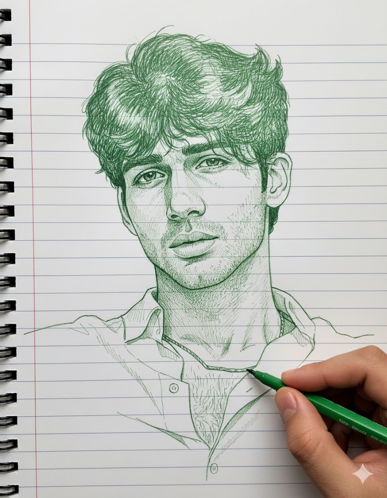 Reference-based Ink Sketch with Artist's Hand Element | HTPFT